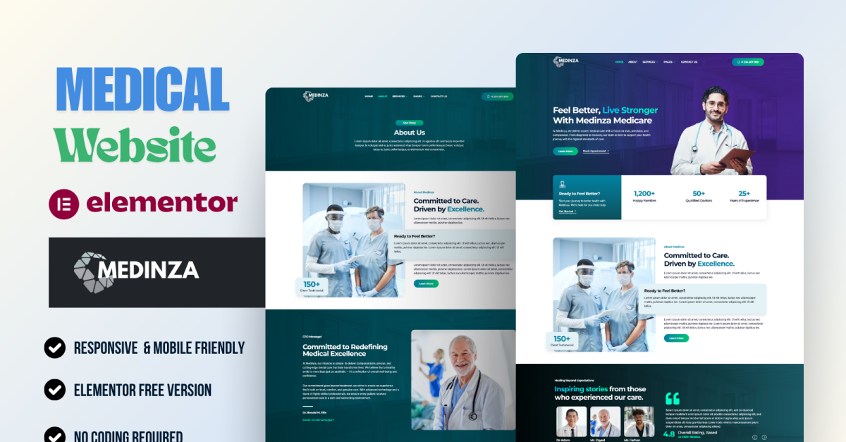 Medinza – FREE Medical & Clinics WordPress Elementor Template Kit