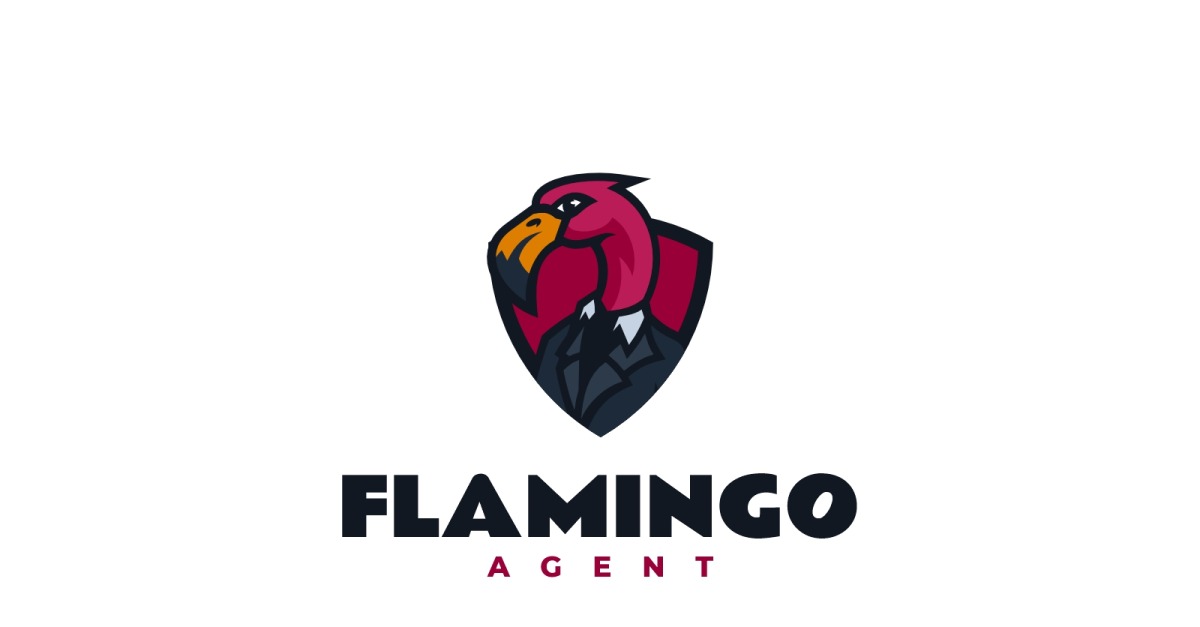 Diseño del logotipo de la mascota Flamingo Agent