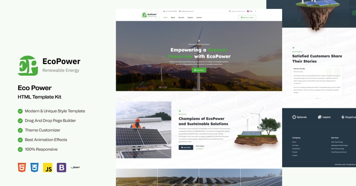 Ecopower – Responsive HTML Website Template for Green Energy & Solar Solutions