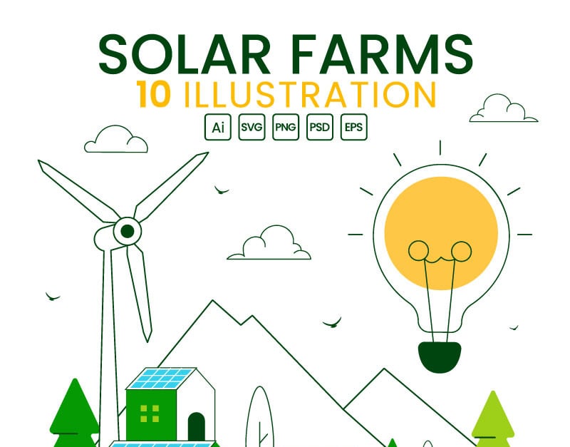10 Solar Farms Illustration #532528 - TemplateMonster