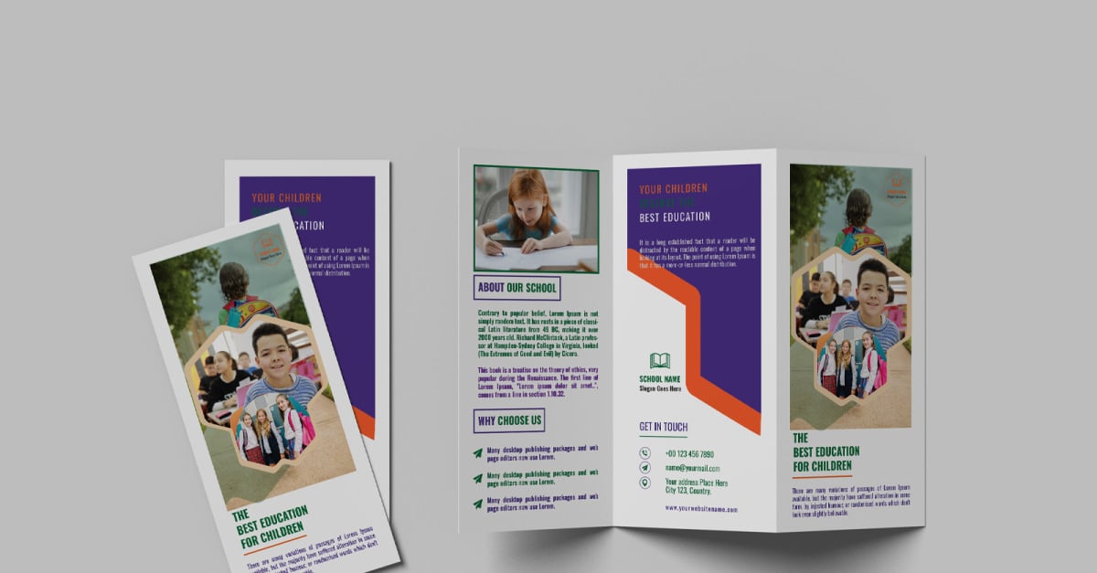 Education School Trifold Brochure Design Template
