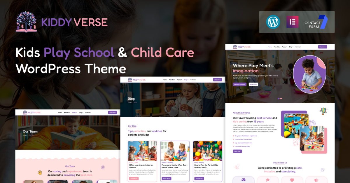 KiddyVerse – Tema de WordPress para guarderías y juegos infantiles