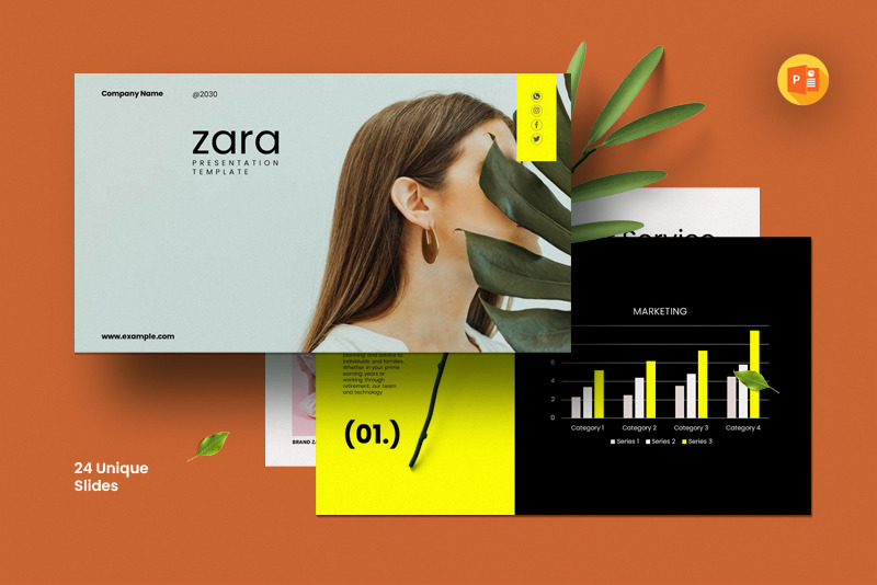 Plantilla de PowerPoint de presentación colorida de Zara