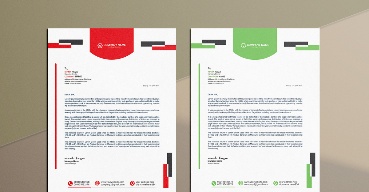 Diseño de plantilla de membrete creativo, membrete simple y colorido ...