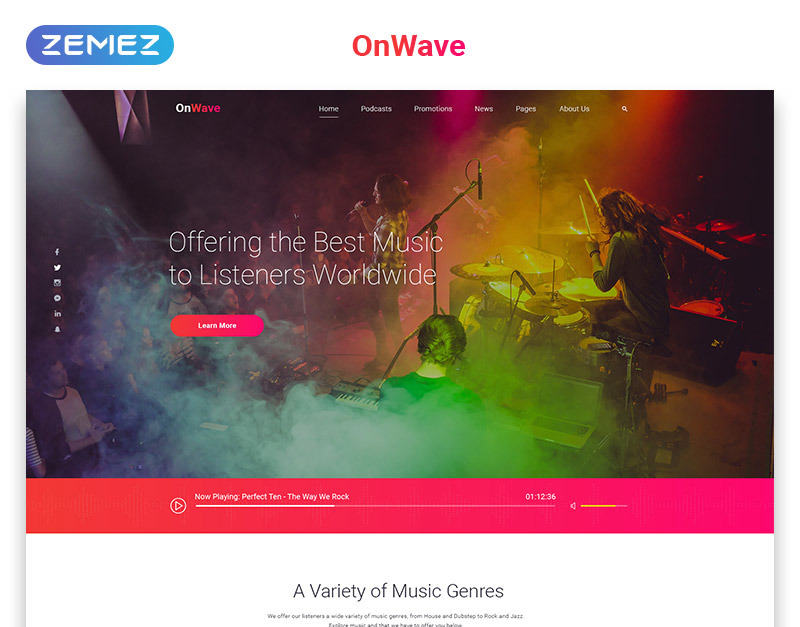 OnWave - Bright Online Radiostation Multipage HTML Website Template