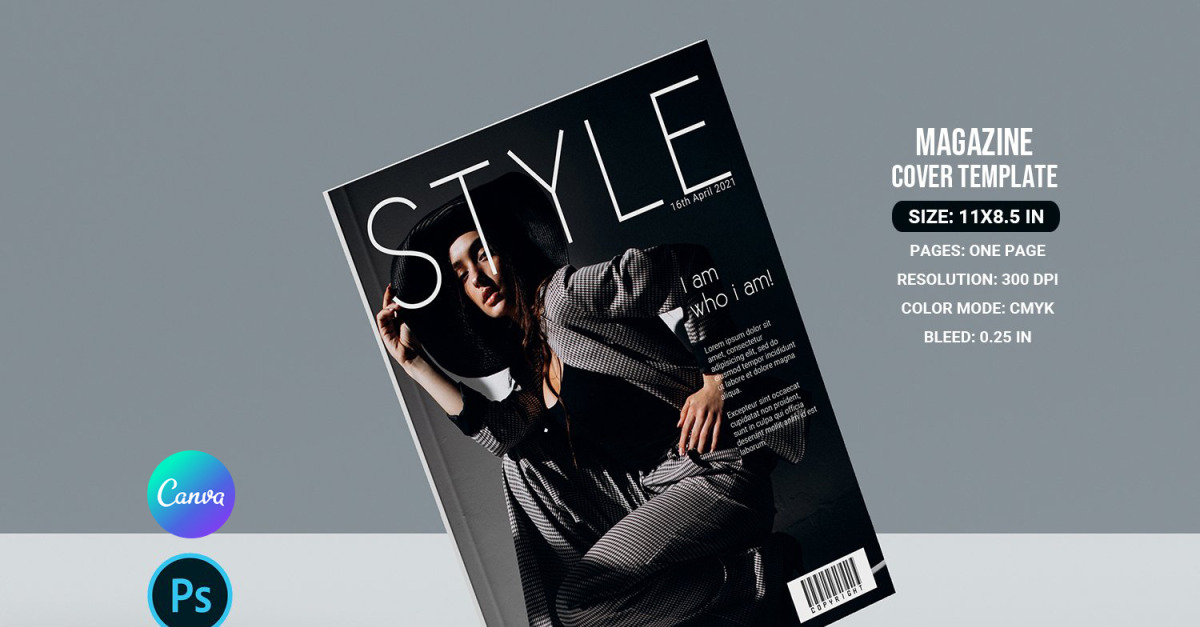 Plantilla de portada de revista moderna: editable y lista para imprimir