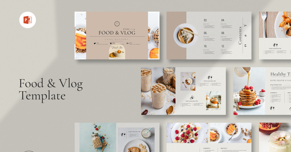 Modèle PowerPoint sur la nourriture et les vlogs