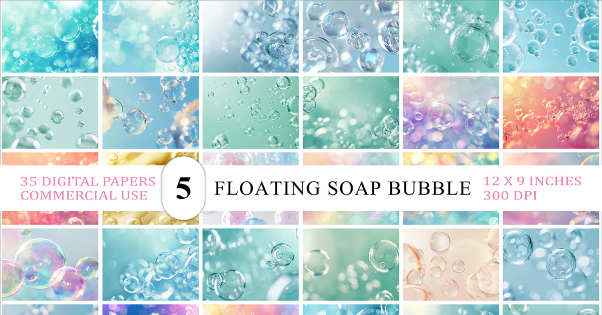 Bubble Fantasy Digital Paper | Floating Soap Bubble Texture ...