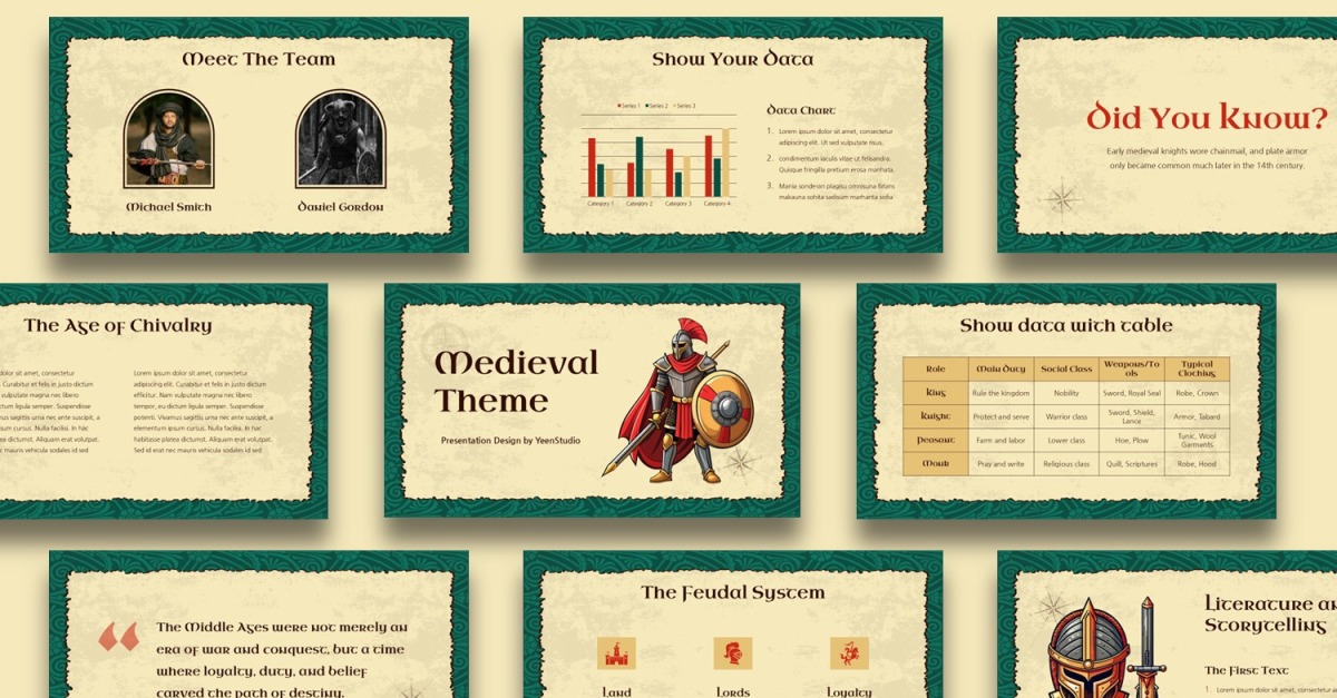 Modèle PowerPoint médiéval #538073 - TemplateMonster