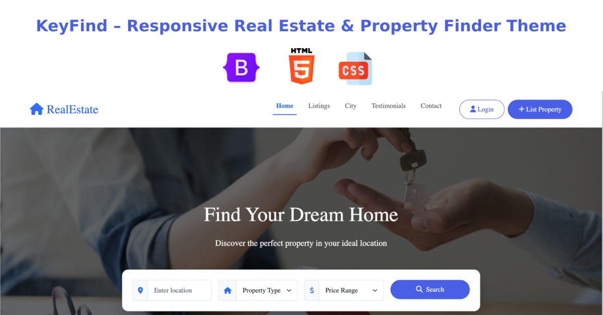 Modern Real Estate HTML Template with Bootstrap – Clean, Responsive ...