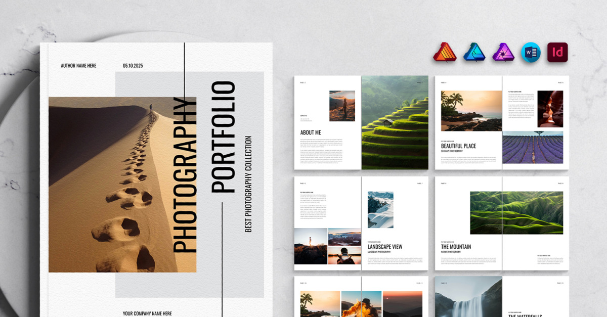 Photography Portfolio Template for MS Word, InDesign, Affinity Suites