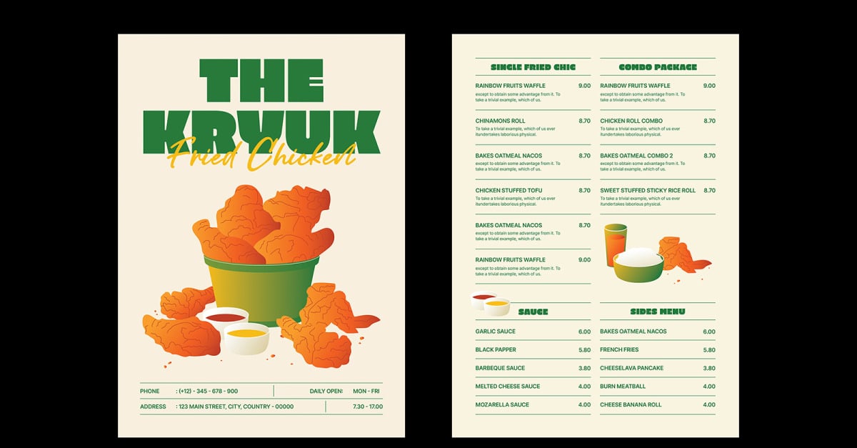 Modern Fried Chicken Menu #540700 - TemplateMonster