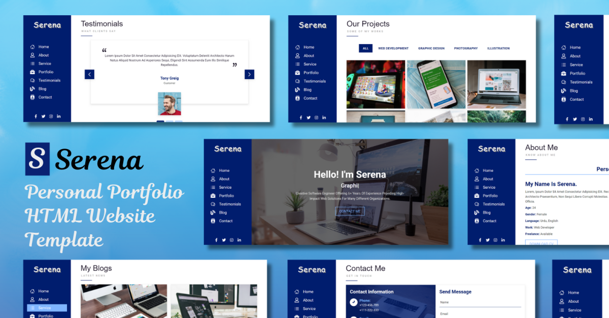 Serena – Personal Portfolio HTML Website Template