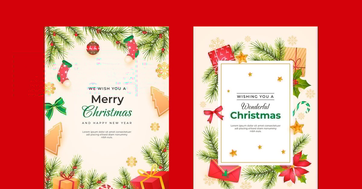 Merry Christmas Card Social Media Template - TemplateMonster