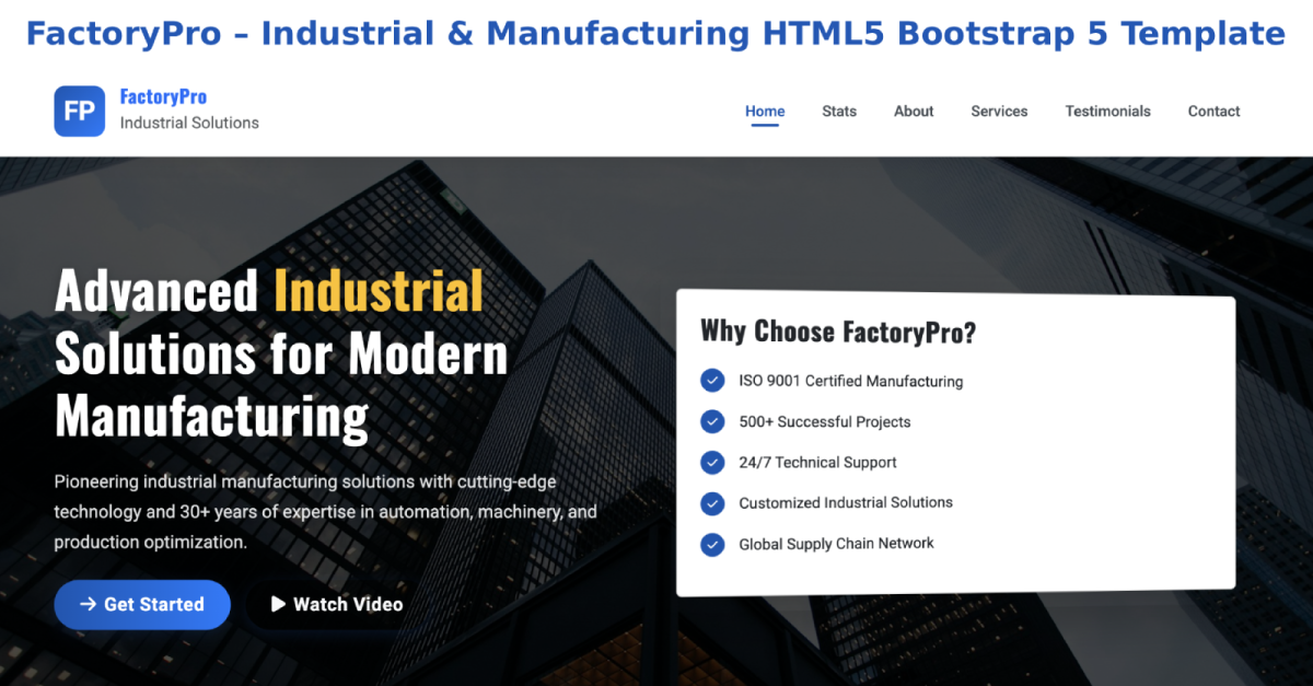 FactoryPro – Industrial & Manufacturing Bootstrap Theme