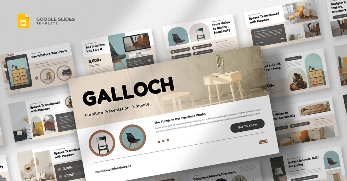Galloch - Modèle de diapositives Google pour le mobilier et l'intérieur