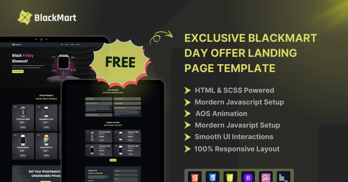 BlackMart — Free Black Friday & Cyber Monday Landing Page HTML Template