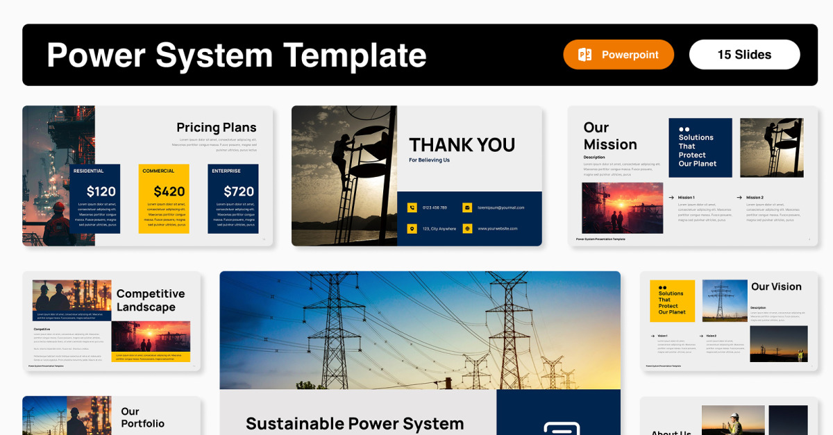 Modello di PowerPoint sul sistema di alimentazione