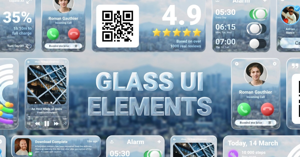 Liquid Glass UI Elements - MOGRT #545292 - TemplateMonster
