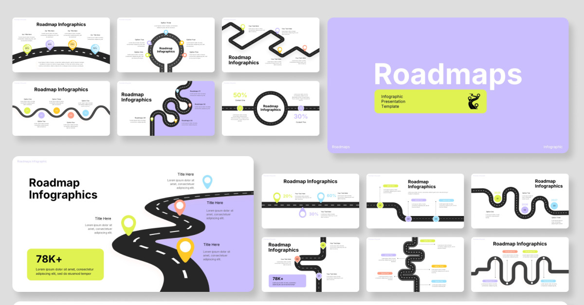 Solid Roadmap Infographic PowerPoint Presentation Template