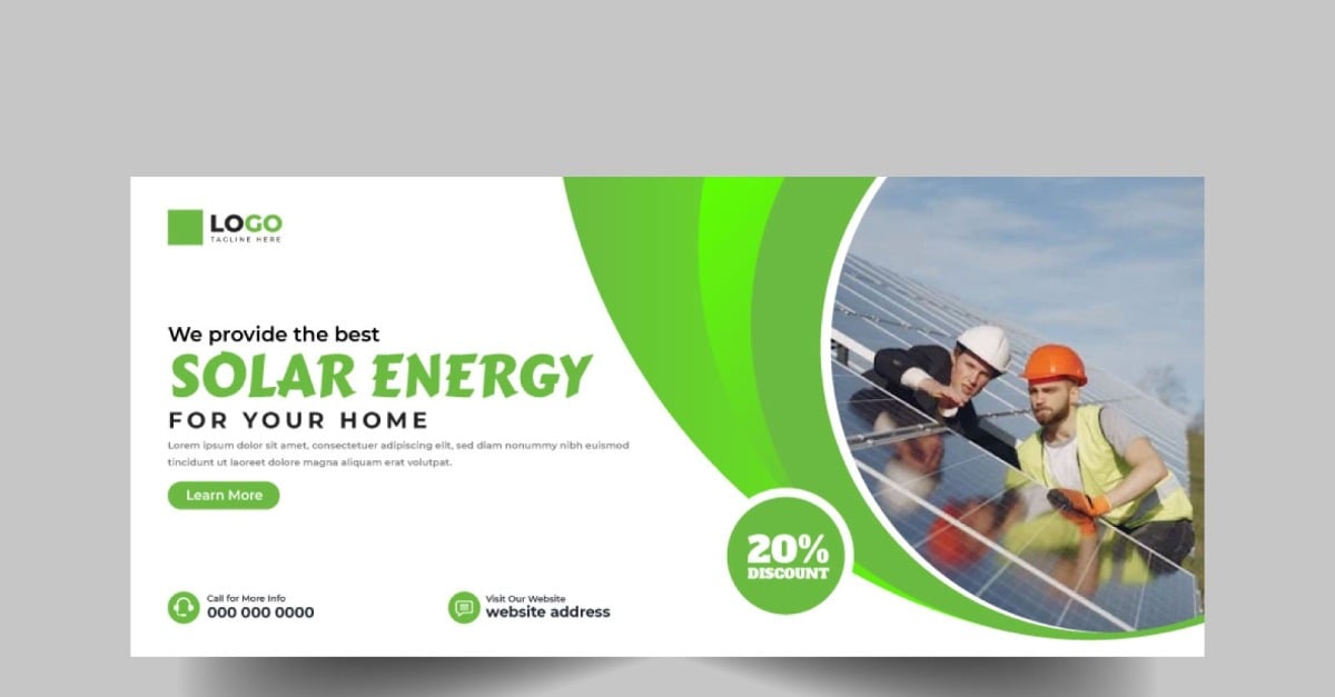 Solar Energy Facebook Cover Banner Template Ver-8