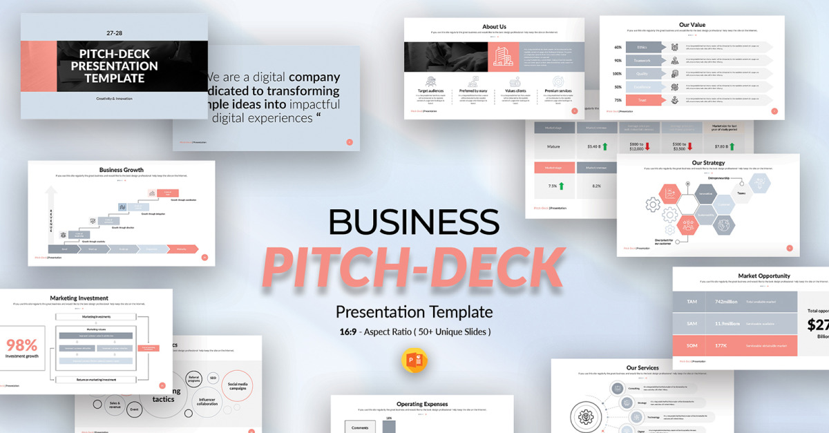 Minimal Pitch Deck, Presentation Template - TemplateMonster