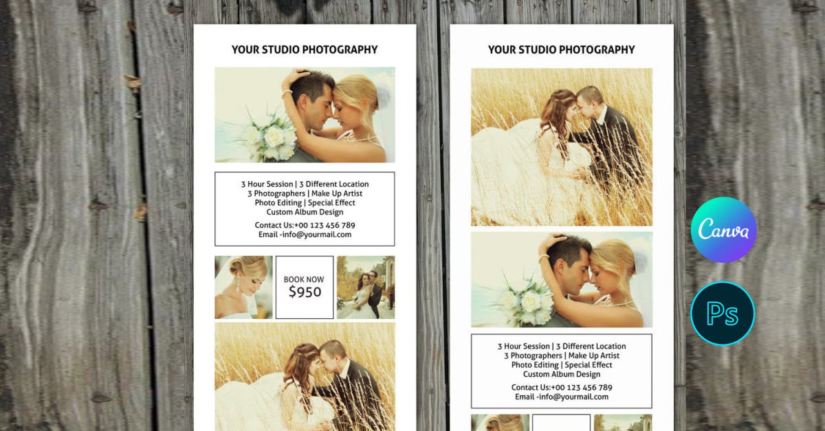 Wedding Photographer Rack Card #550609 - TemplateMonster