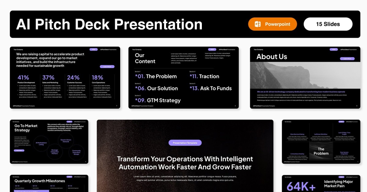 Modèle de présentation PowerPoint pour pitch deck IA