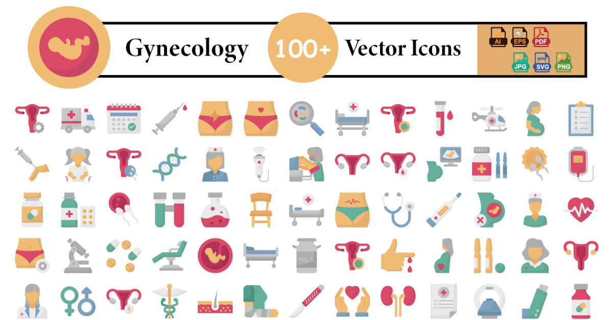 Gynecology Icon Pack | Female Reproductive System | Pregnancy ...