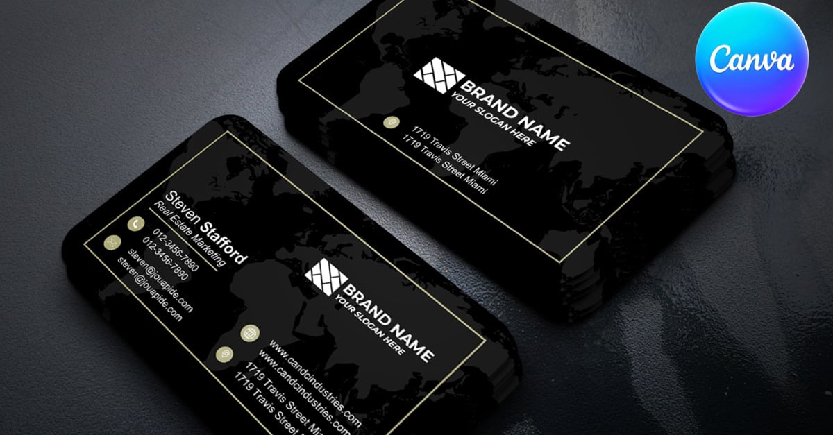 Modern Minimalist Business Card Template for Canva