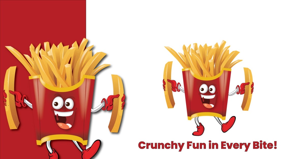Crunchy Fun Mascot Logo – Happy Fries Character Branding Design