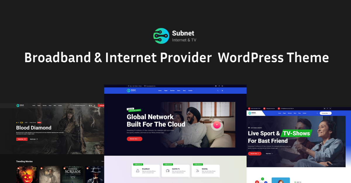 Internet Provider Broadband TV and Internet Service WordPress Theme ...