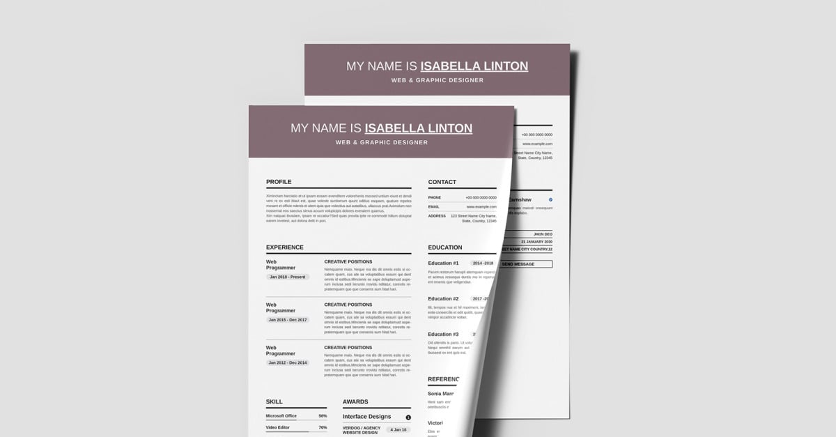 Modern Web & Graphic Designer Resume Template – Professional CV Design 2025
