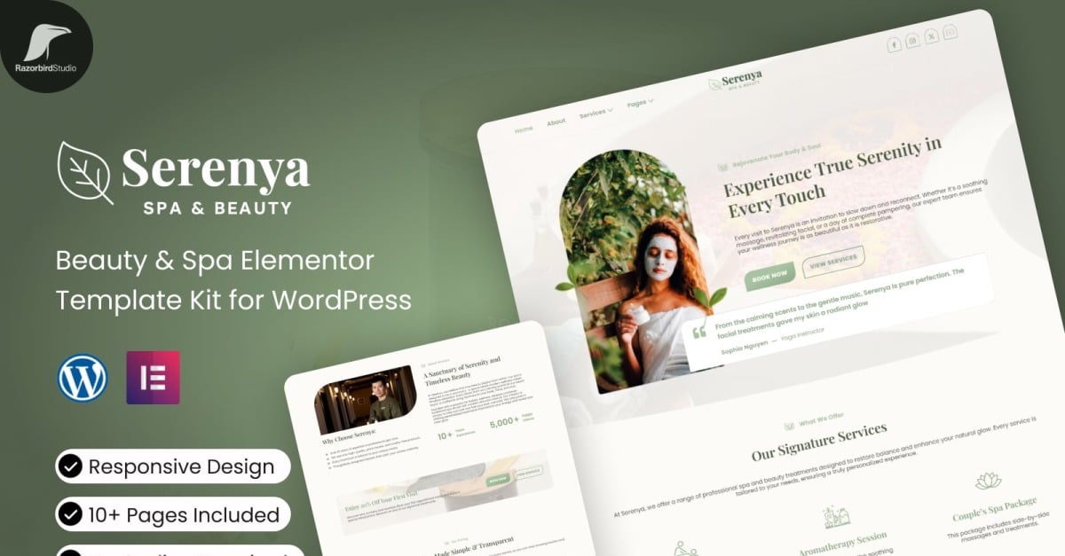 Serenya - Beauty & Spa Elementor Template Kit for Wordpress