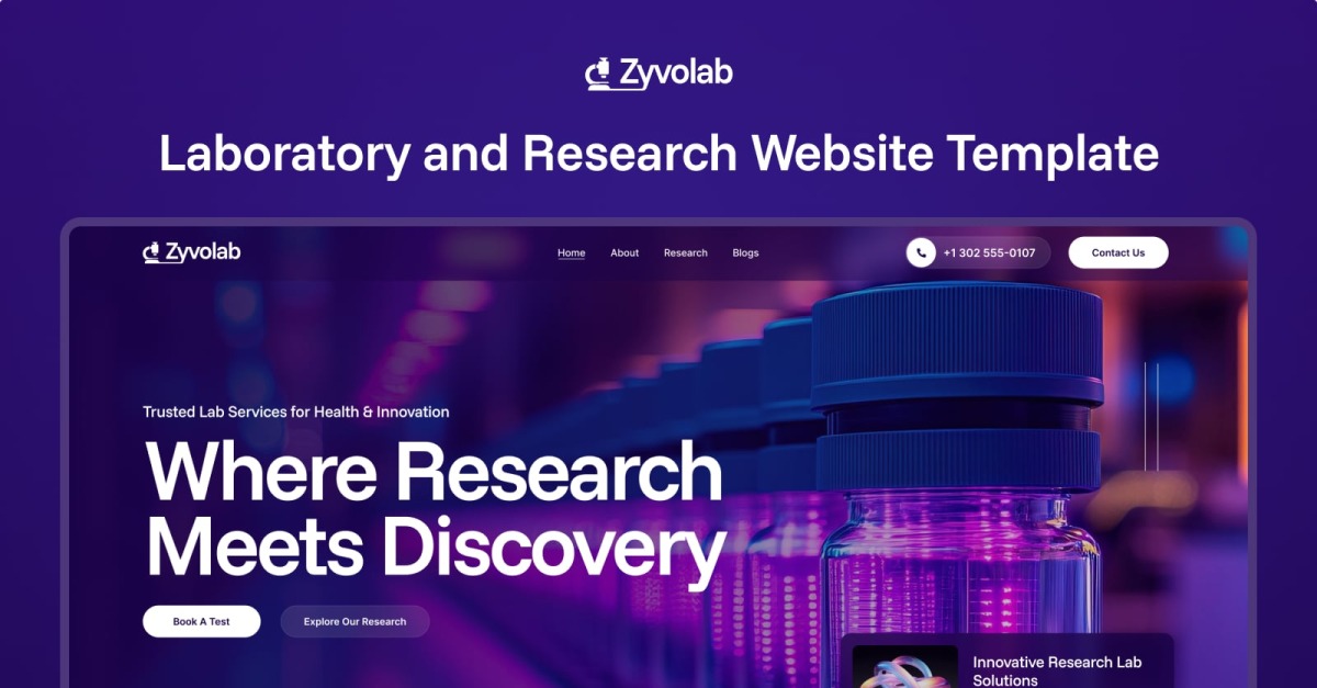 Zyvolab – Lab & Research Center Elementor Template