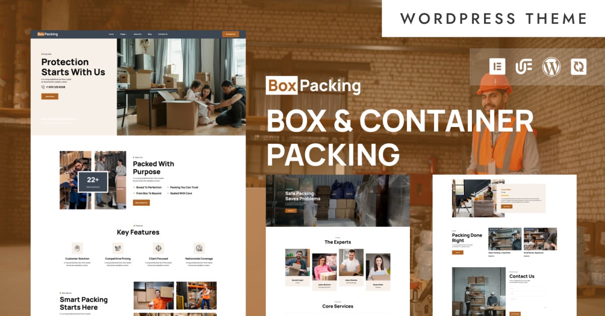 Box Packing - Moving Boxes & Packaging Services WordPress Elementor Theme
