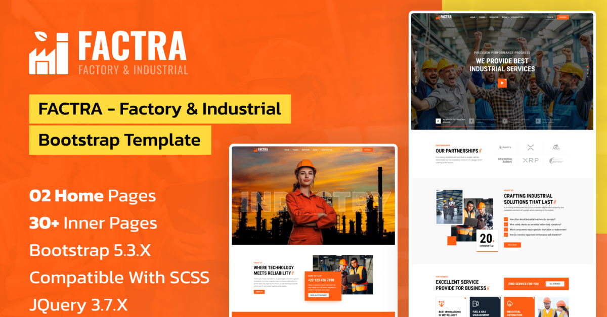 FACTRA - Factory and Industrial Bootstrap HTML Template