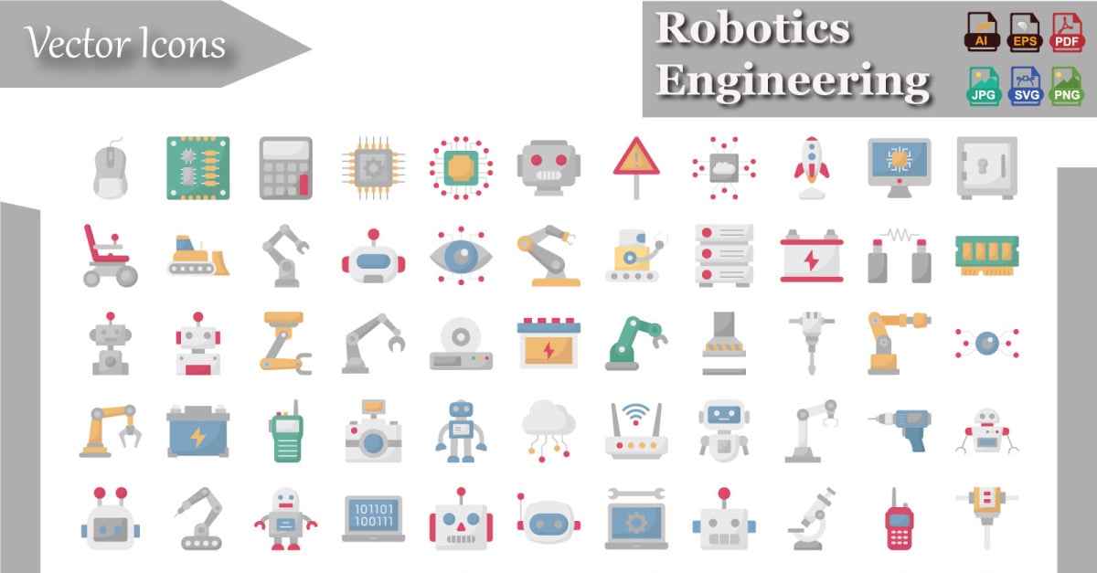 Robotics Engineering Icons Pack – Vector Icons for Web, App, UI UX ...