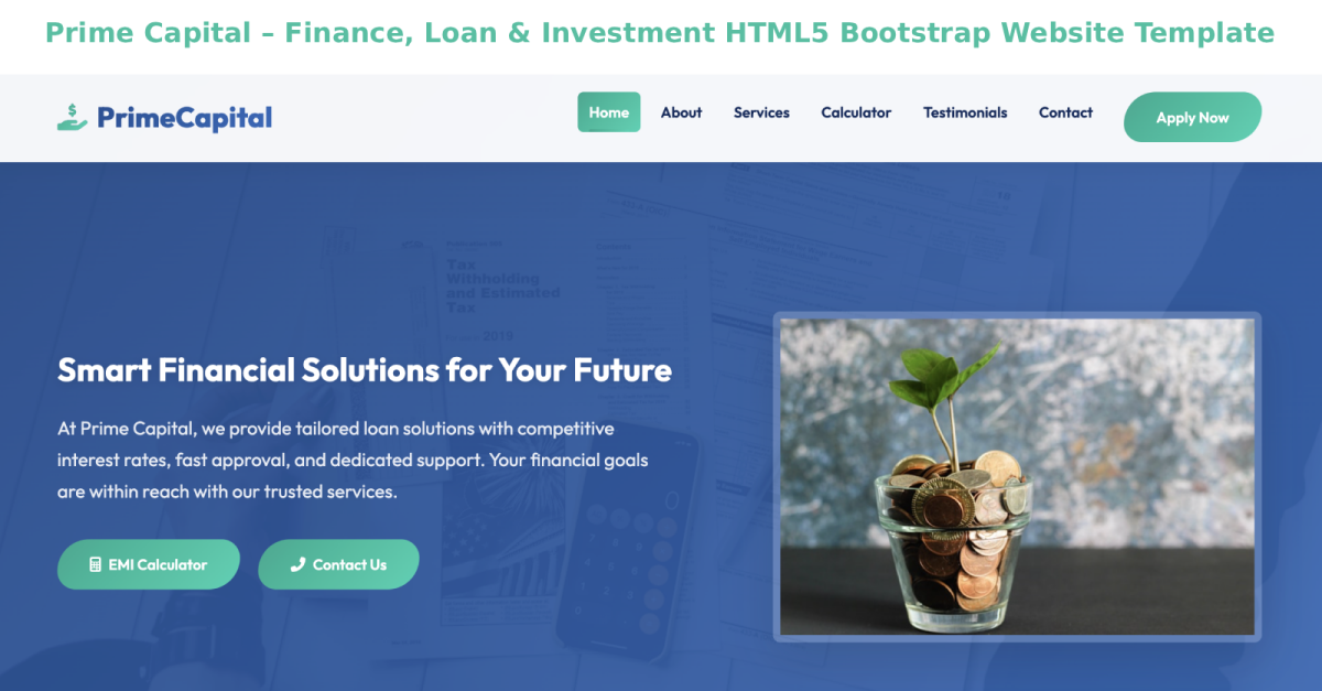 Prime Capital – Financial Services & Loan Company HTML5 Template