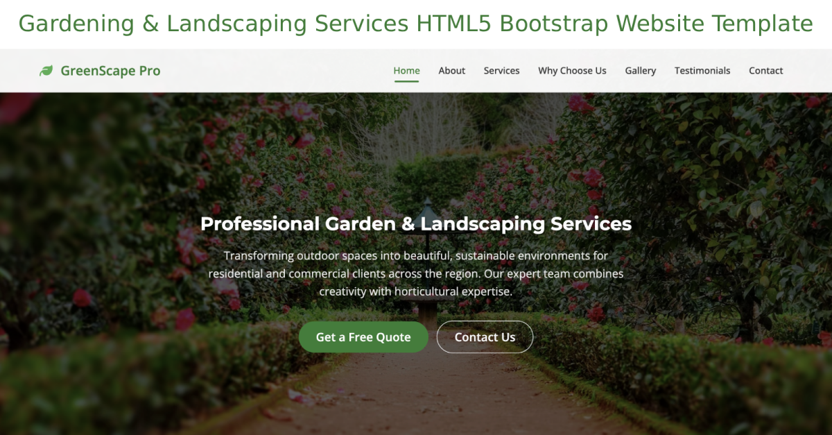 Professional Garden Maintenance, Landscaping Services HTML CSS ...