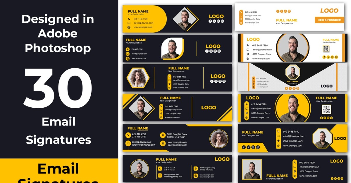 30 Professional Email Signature PSD Templates Bundle