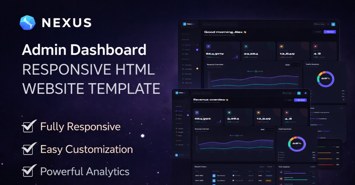 Nexus —Admin Dashboard Responsive HTML website Template