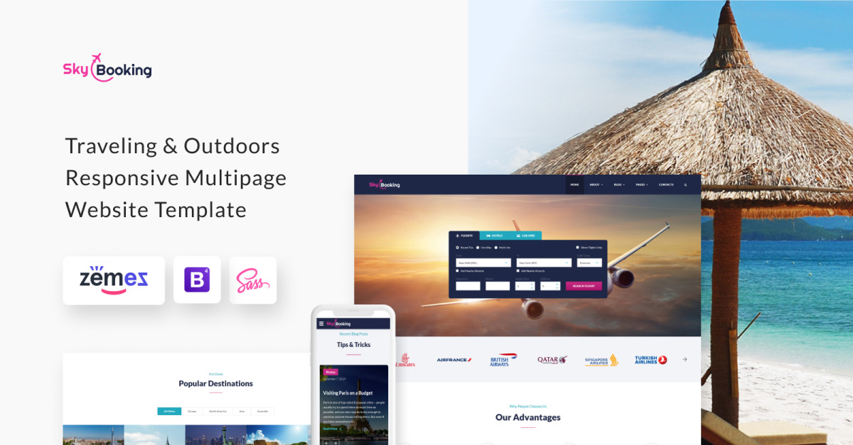 SkyBooking - Flight Booking HTML5 Website Template