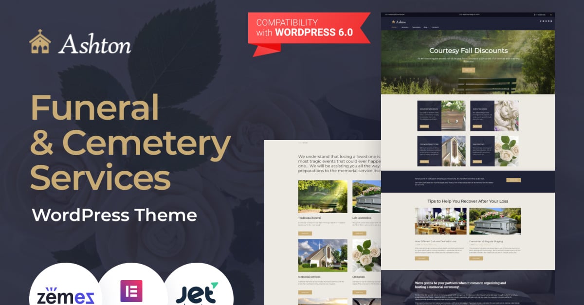 Ashton - Thème WordPress pour services funéraires et cimetière
