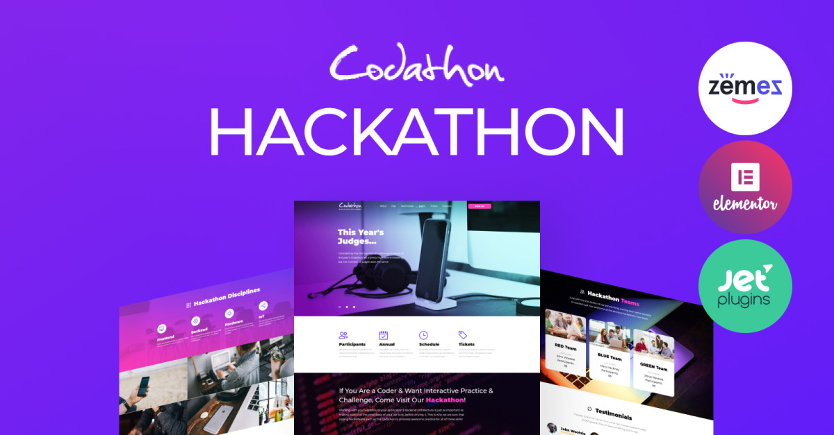 Codathon - Hackathon for Coders Landing WordPress Theme