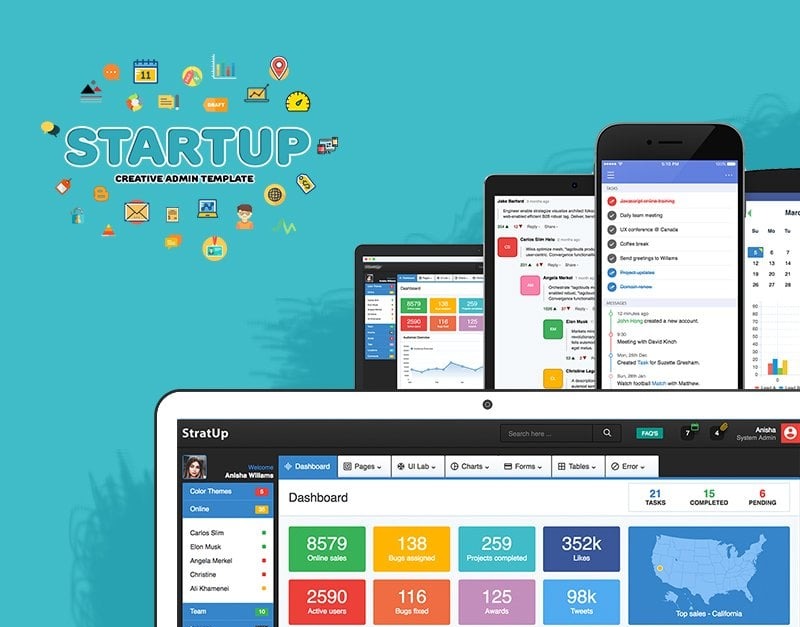 StartUp Admin Template #63951 - TemplateMonster
