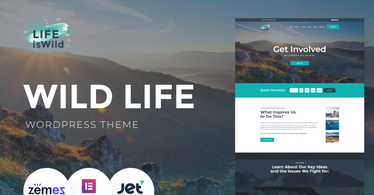LifeisWild - Wild Life WordPress Theme - TemplateMonster