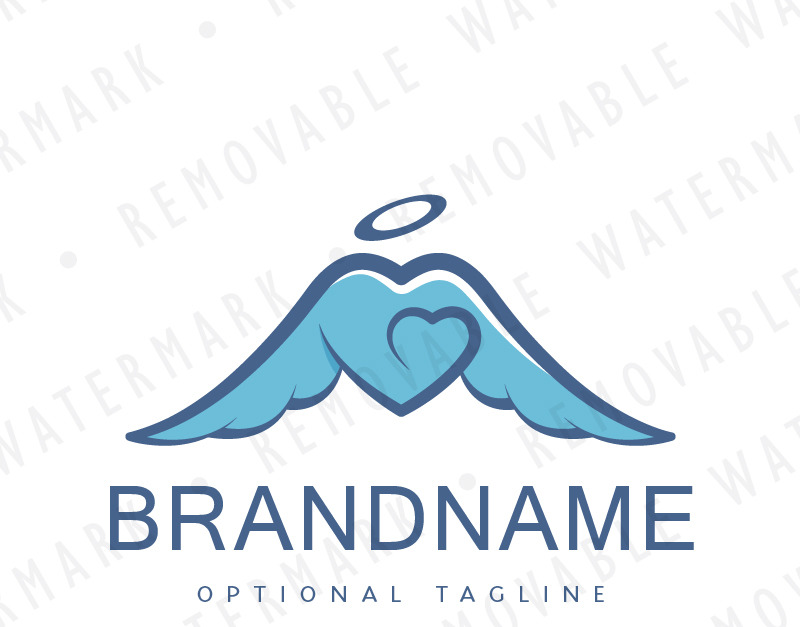 Angel Heart Logo Template #66189 - TemplateMonster