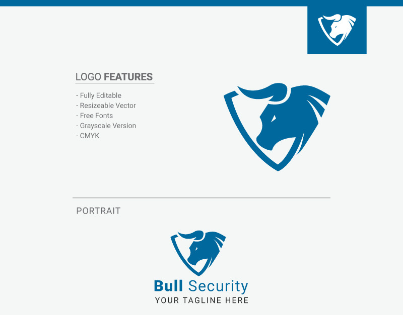 Plantilla de logotipo de Bull Security - TemplateMonster