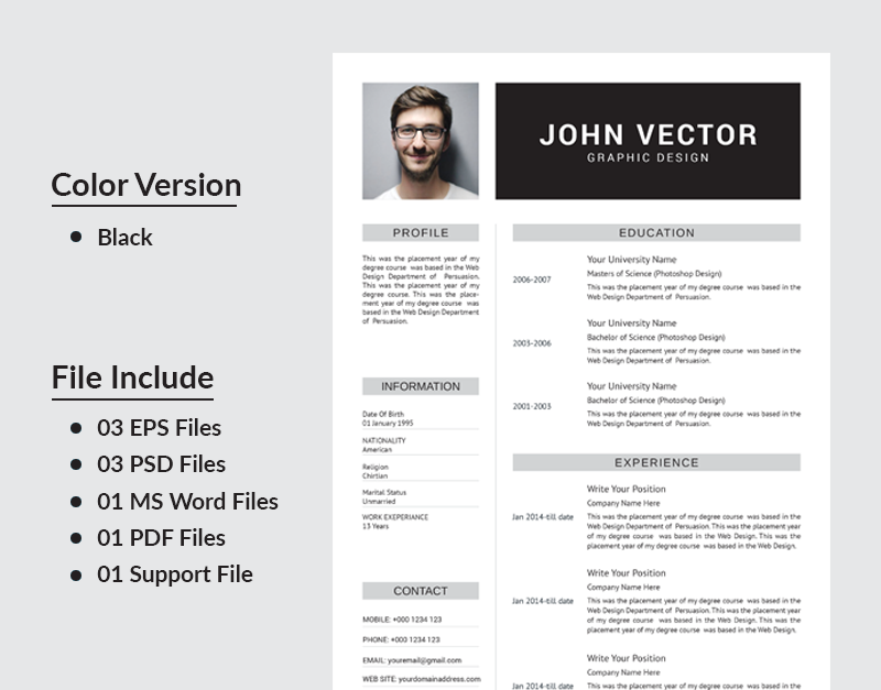 Modern Candidates Resume Template #66332 - TemplateMonster